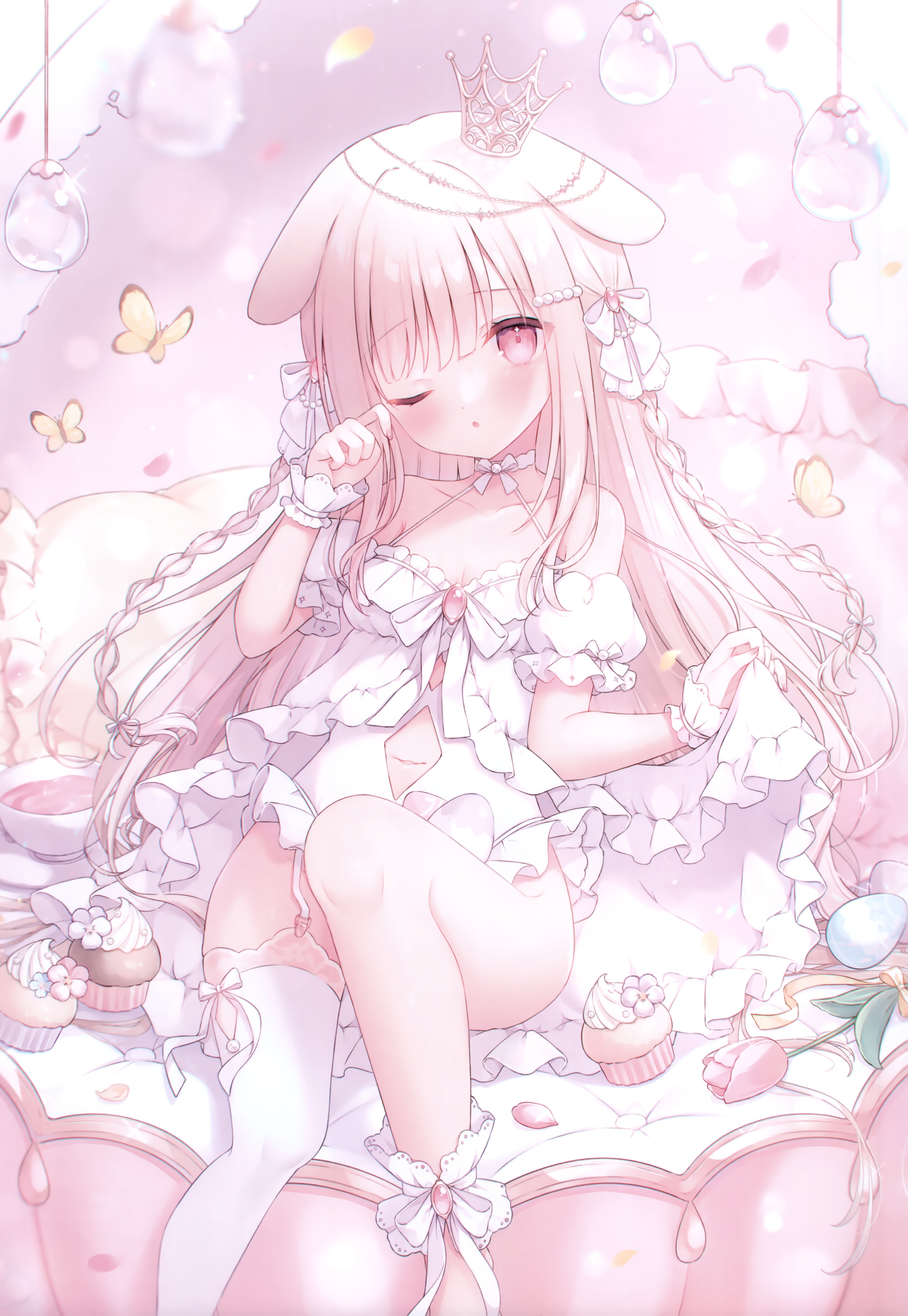 mersugar omochi monaka animal ears bunny ears lingerie loli skirt lift stockings thighhighs ...